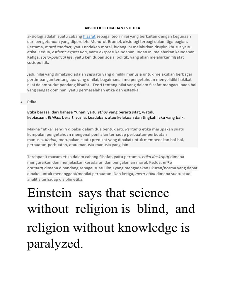 Aksiologi Etika Dan Estetika | PDF