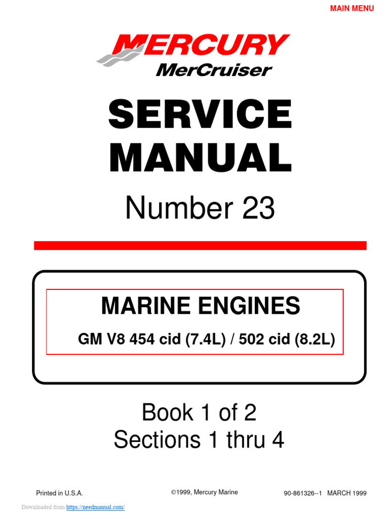 MerCruiser 454/7.4 Service Manual | PDF | Propeller | Humidity
