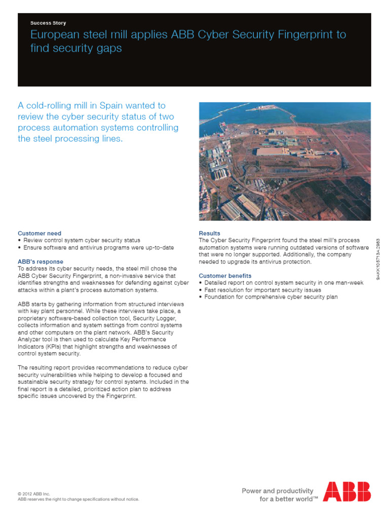 Cyber Security Fingerprint Case Study (Steel Processor) | PDF
