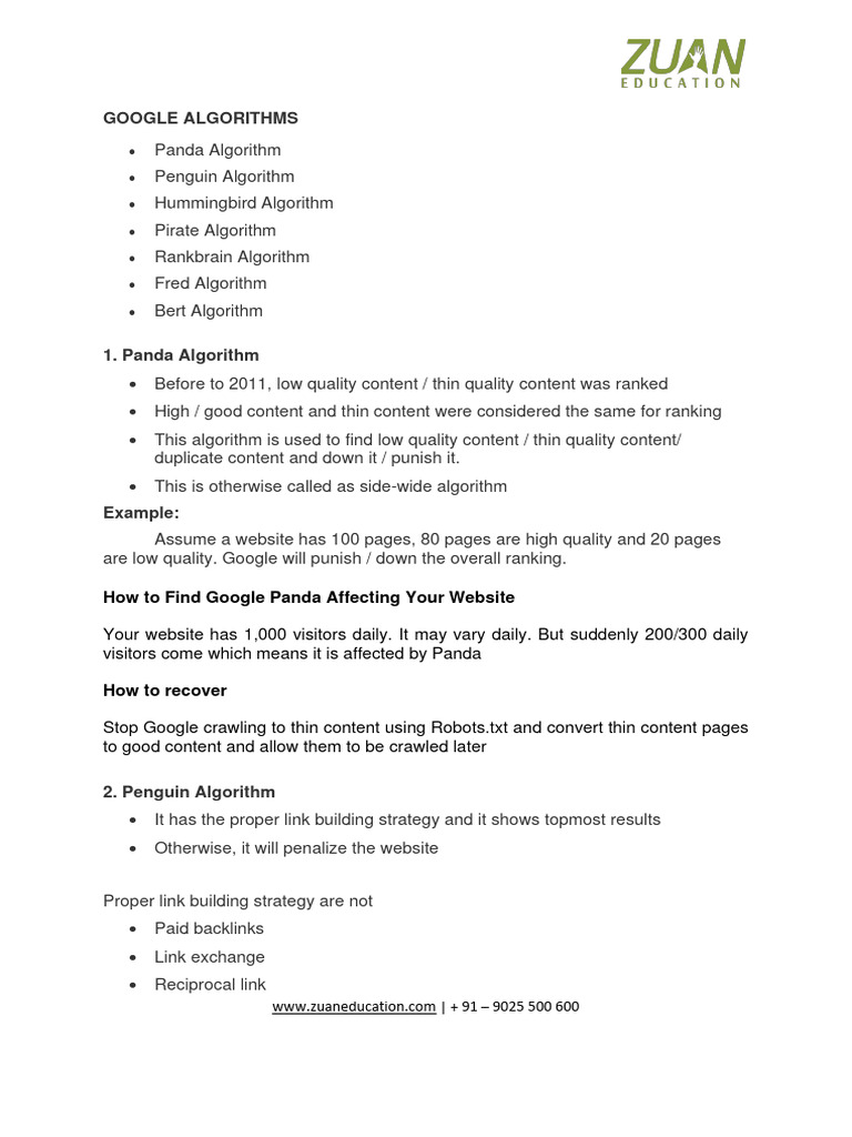 Algorithms | PDF | Search Engine Optimization | Websites