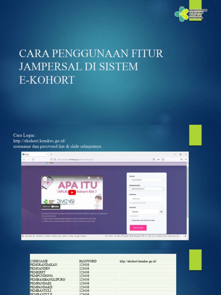 Cara Penggunaan Jampersal Di e Kohort | PDF