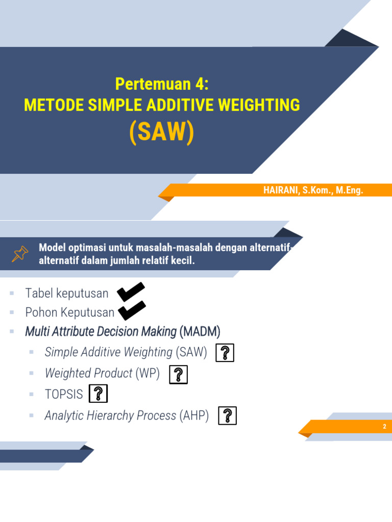 Pertemuan 04. Metode SAW | PDF