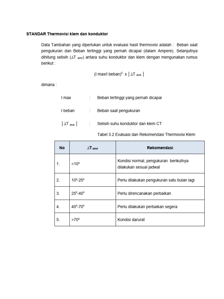 Standar Thermovisi Klem dan Konduktor | PDF