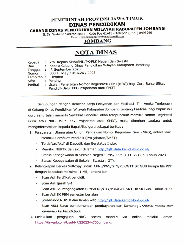 NODIN - Usulan Penerbitan NRG | PDF