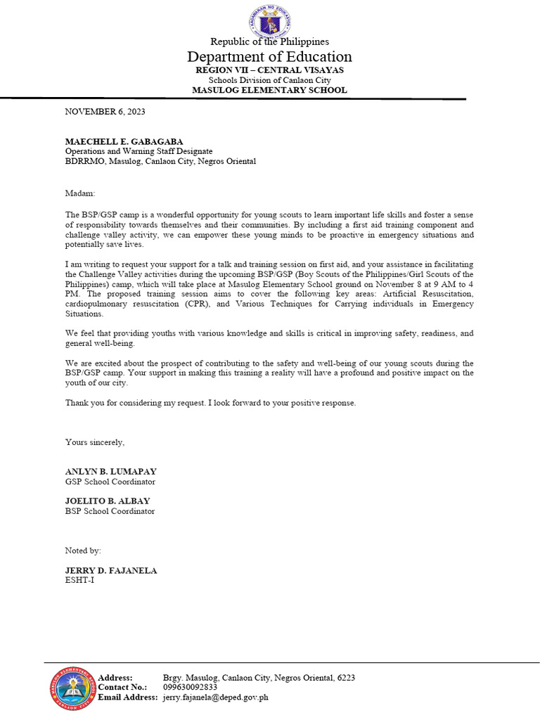 Letter To The Ldrrmo | PDF | Cardiopulmonary Resuscitation