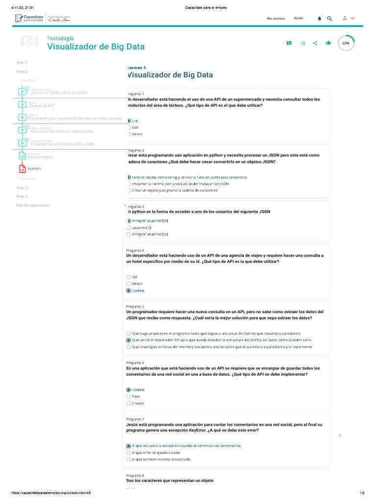 Nivel 2 Lección 1 Segundo Intento | PDF | Json | Big Data