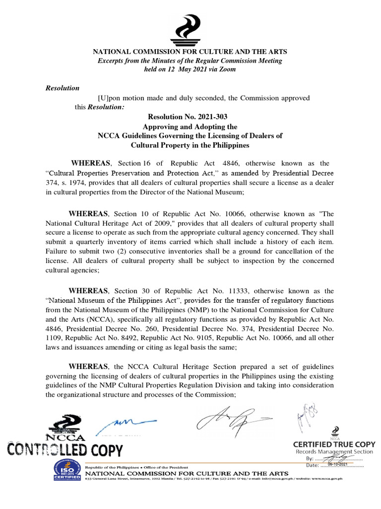 NCCA Board Resolution No. 2021-28 | PDF | Property | License