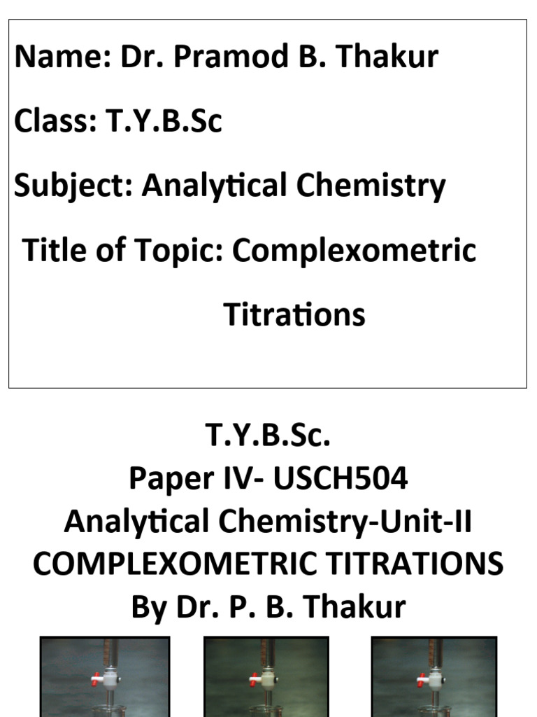 Complexometric Titrations Overview | PDF | Titration | Chemistry