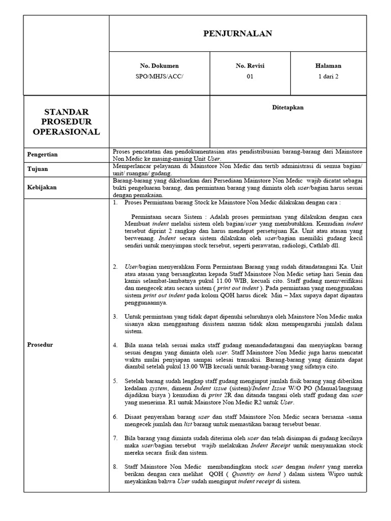 Prosedur Pencatatan Barang Mainstore | PDF