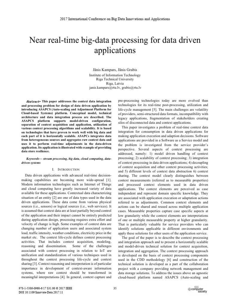 Near Real-Time Big-Data Processing For Data Driven Application | PDF | Conceptual Model | Databases