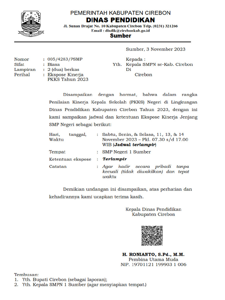 @Surat_Dinas_Undangan EKSPOSE KINERJA PKKS SMPN TAHUN 2023-OK | PDF