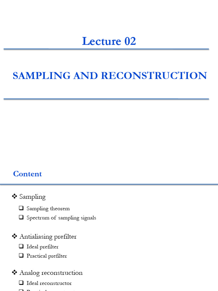 DSP-Lec 02-Sampling and Reconstruction | PDF