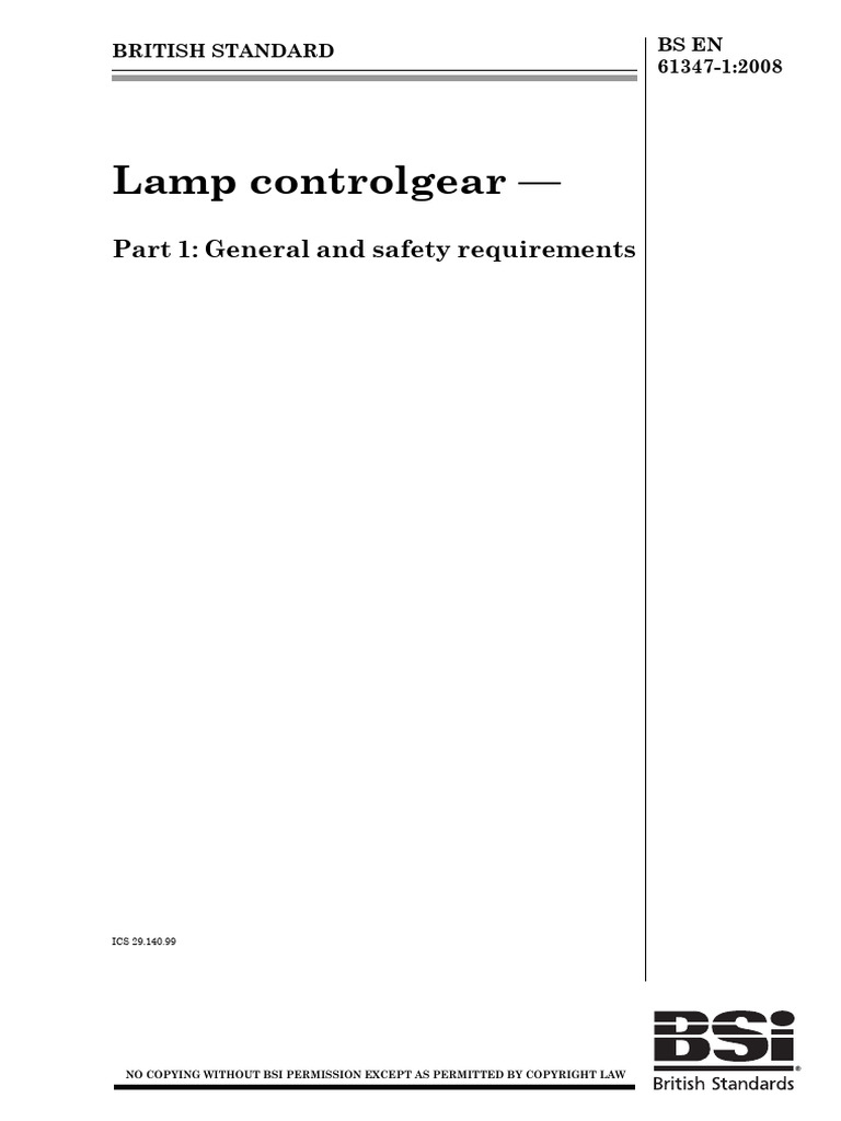 En 61347-1 - Lamp Control Gear | PDF
