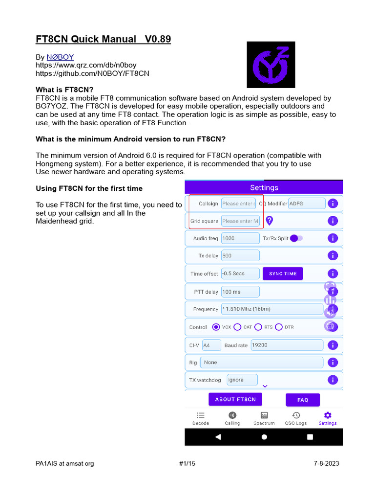 FT8CN Quick Guide v0.89 | PDF