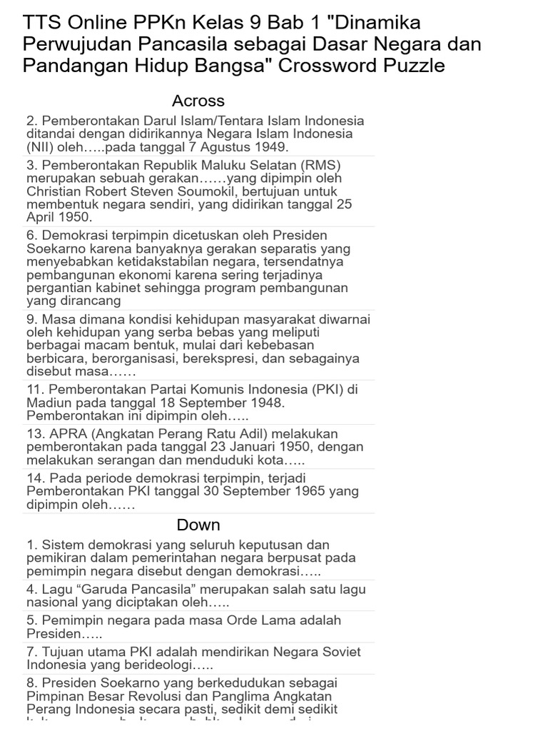 TTS PPKn Kelas 9: Pancasila dan Sejarah | PDF