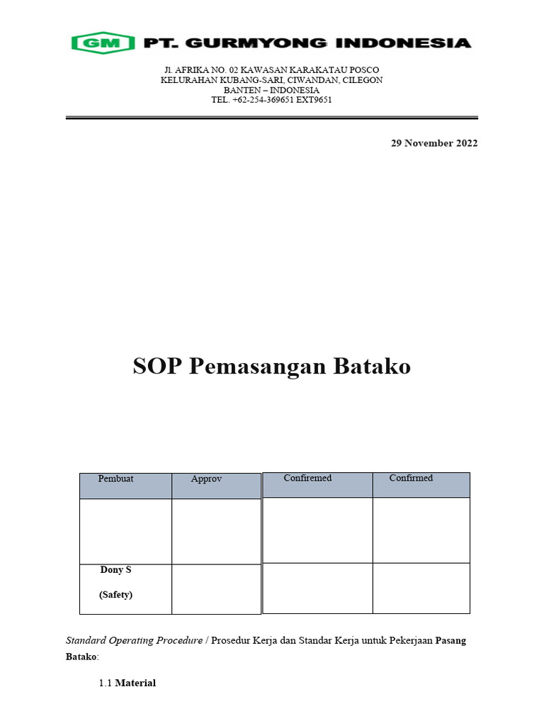 Sop Batako | PDF
