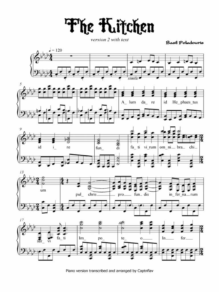 12bis - Conan The Barbarian - The Kitchen (Piano Version 2 With Text) | PDF
