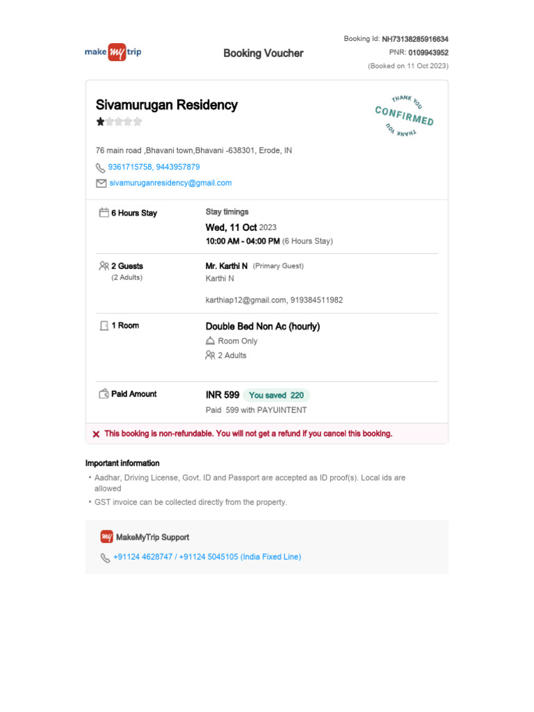 Booking Confirmation Voucher-1 | PDF