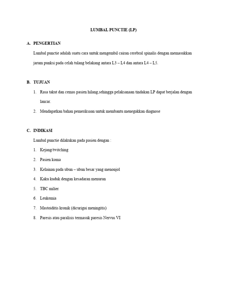 Prosedur LP (Lumbal Punctie) | PDF