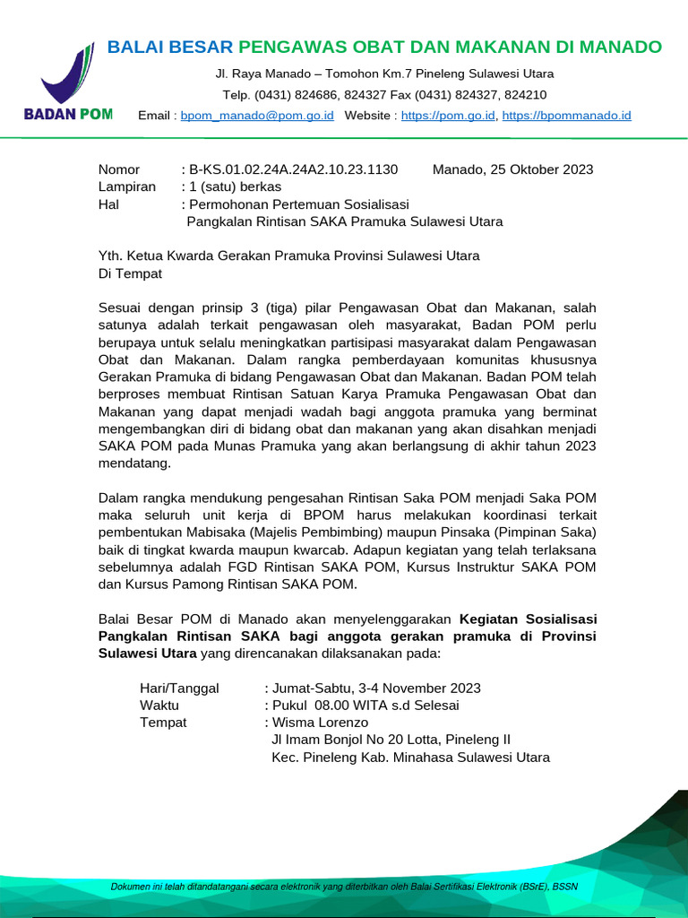 Sosialisasi Rintisan Saka POM | PDF