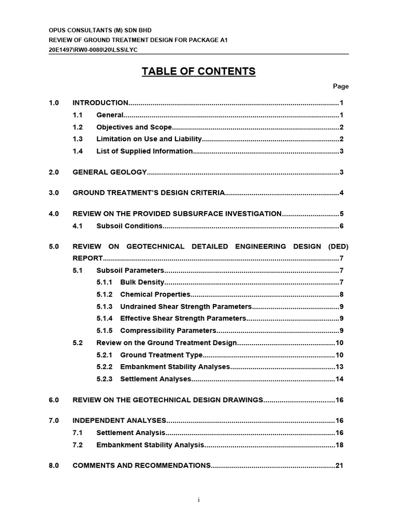 Package A1 - Geotechnical Review Report (Word File) | PDF | Geotechnical Engineering | Applied ...