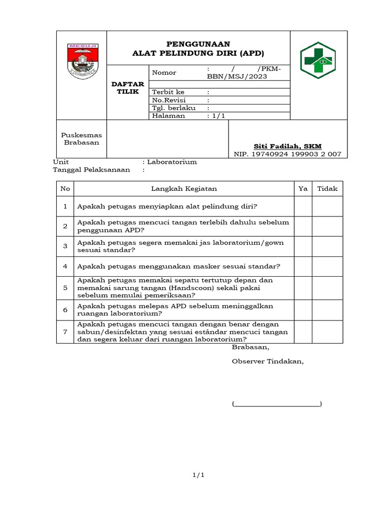 Panduan Penggunaan APD di Laboratorium | PDF