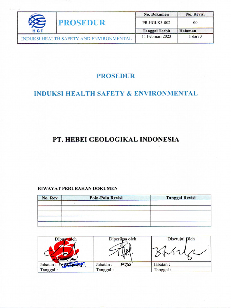 Sop Induksi Hse | PDF