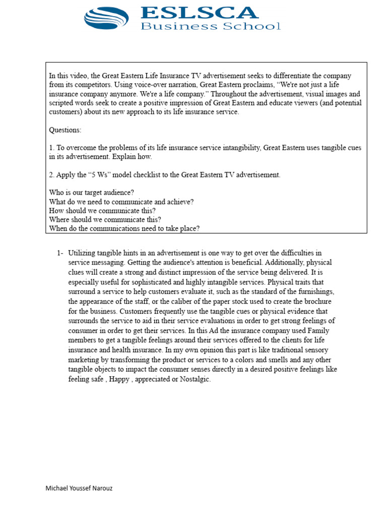 Great Eastern Life Insurance Ad Analysis | PDF