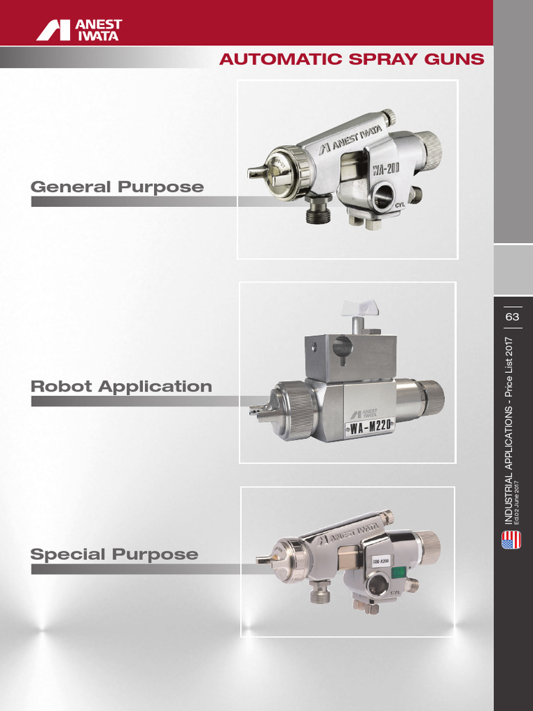 Anest Iwata Automatic Spray Guns | PDF | Valve | Manufactured Goods