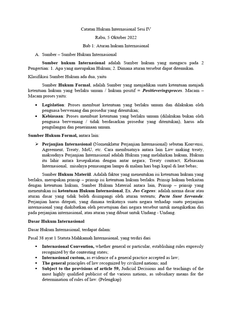 Catatan Hukum Internasional Ke IV | PDF