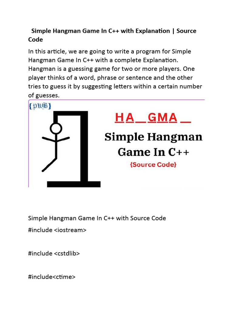 Simple Hangman Game in C | PDF