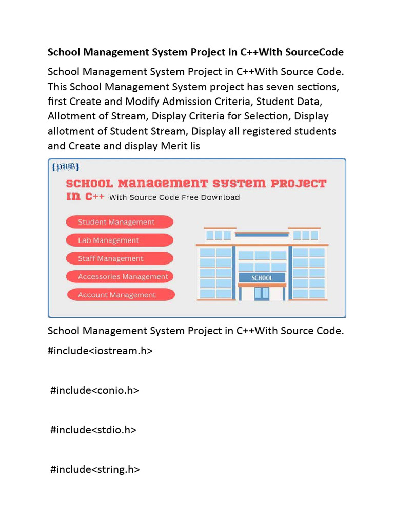 School Management System Project In C Pdf Computer Programming Object Computer Science