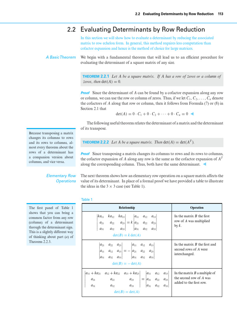 LKM 2.2 Determinant by Row Reduction | PDF | Determinant | Matrix (Mathematics)