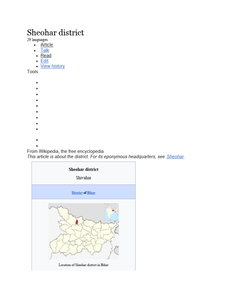 Sheohar District | PDF | South Asia