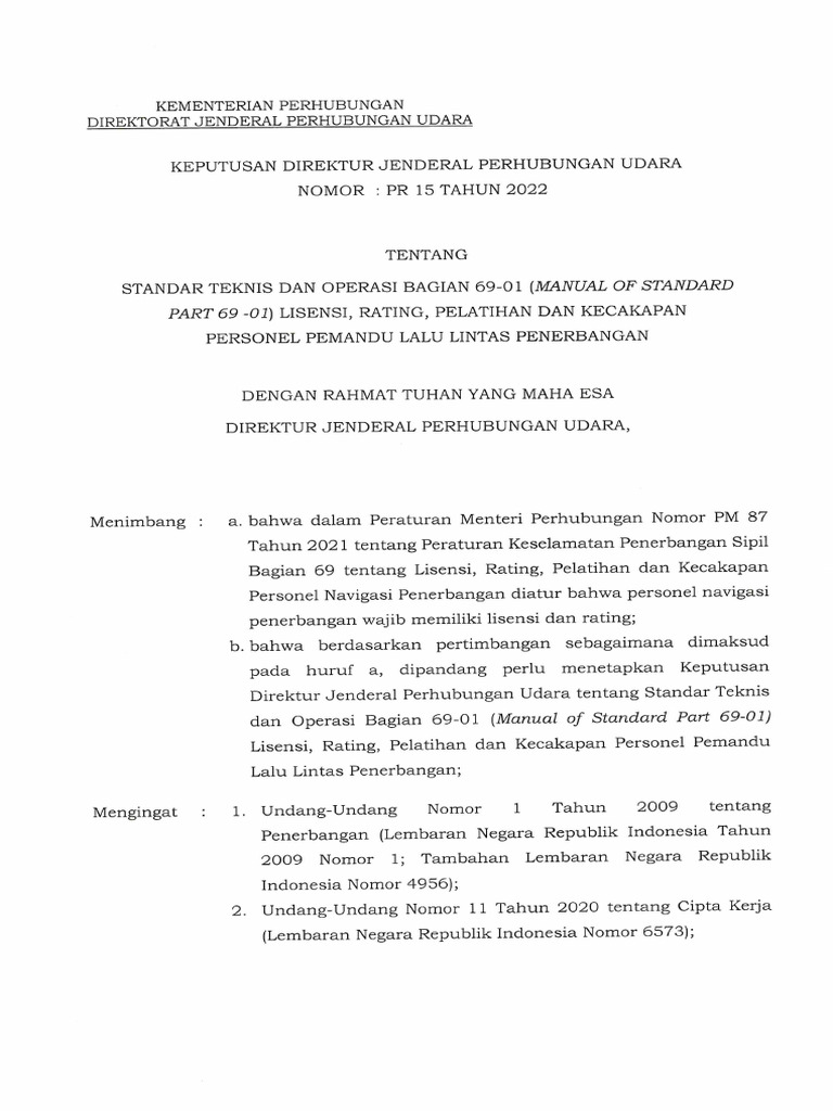 PR 15 Tahun 2022 Mos 69-01 | PDF