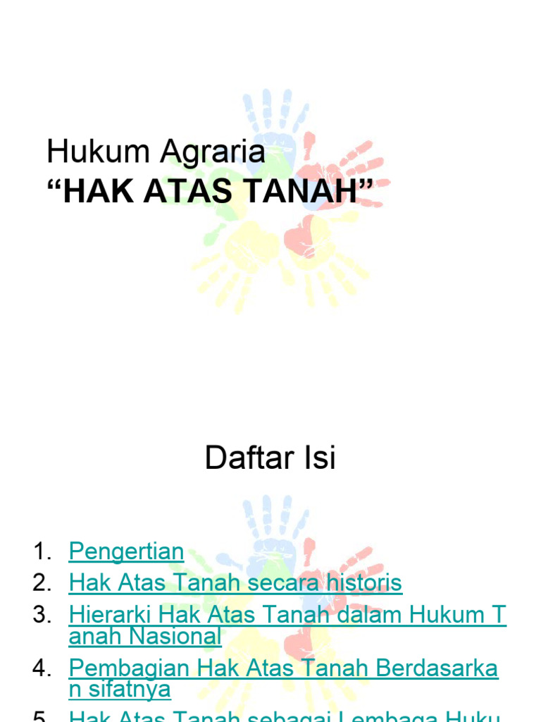 Hak Atas Tanah dalam Hukum Agraria | PDF