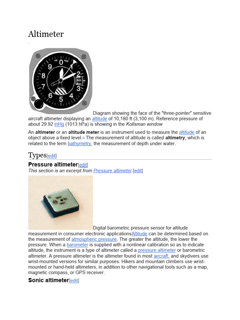 Altimeter | Download Free PDF | Altimeter | Equipment