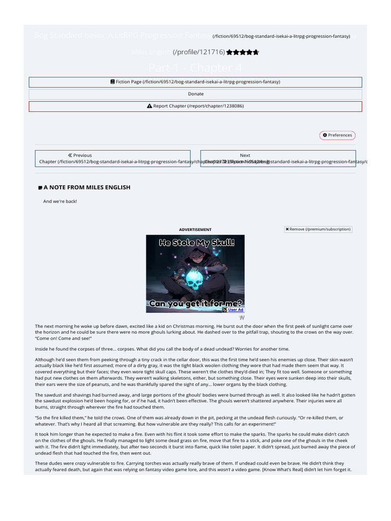 Part 1 - Chapter 4 - Bog Standard Isekai- A LitRPG Progression Fantasy ...