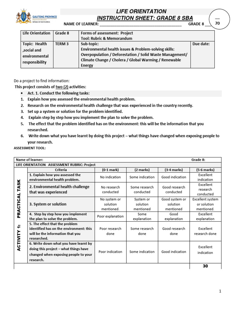 Gr. 8 Environmental Health Project | PDF | Environmental Health ...
