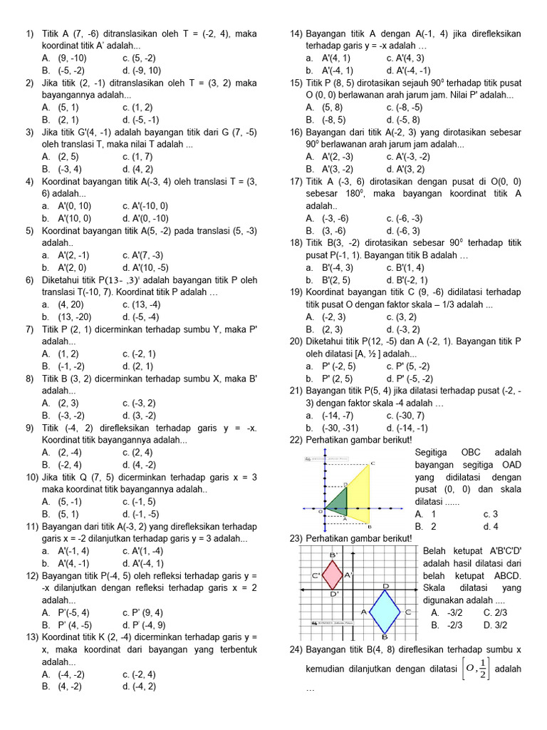 Soal Transformasi Geometri SMP | PDF