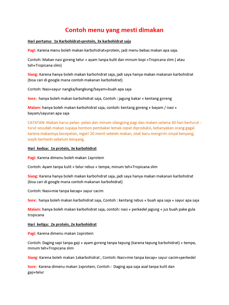 Contoh Menu Yang Mesti Dimakan | PDF