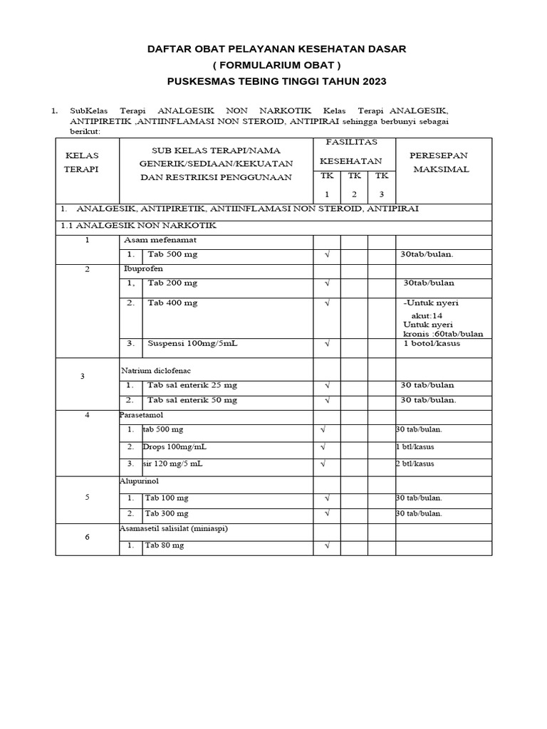 Formularium Obat Puskesmas 2023 | PDF