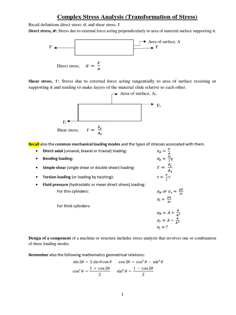 Complex Stress Analysis - An Introduction | PDF | Stress (Mechanics) | Classical Mechanics