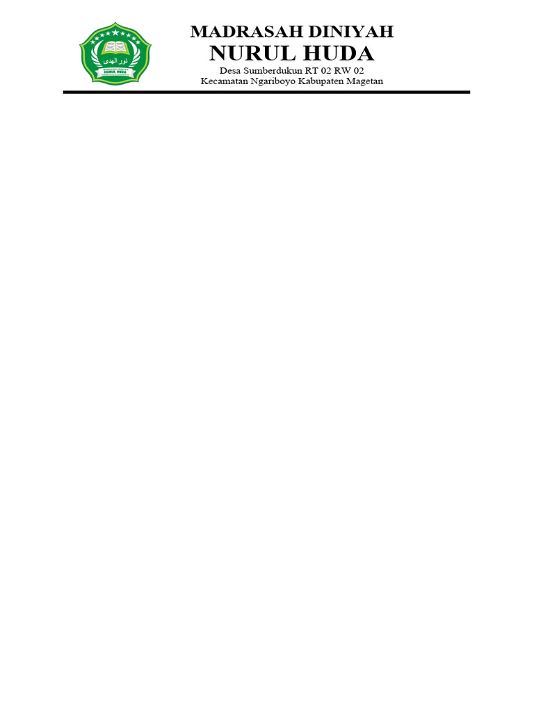 Kop Madrasah Diniyah Nurul Huda | PDF