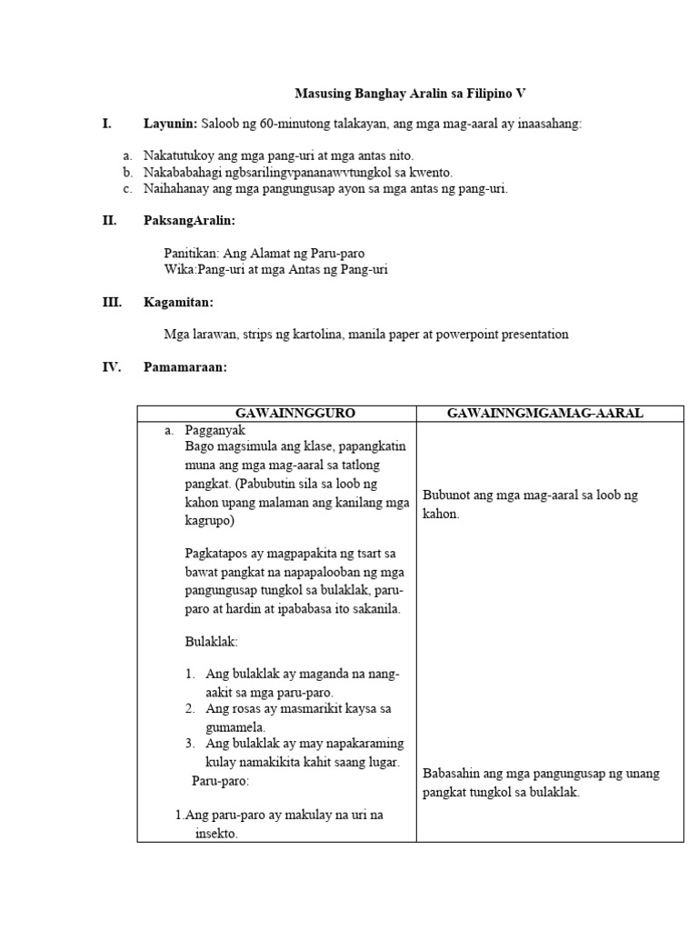 Filipino Lesson Plan | PDF