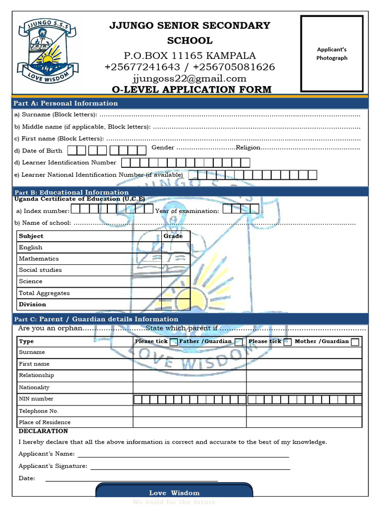 O Level Application | PDF