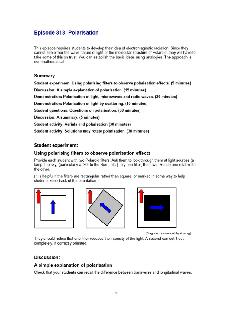 Polarisation | PDF | Antenna (Radio) | Light