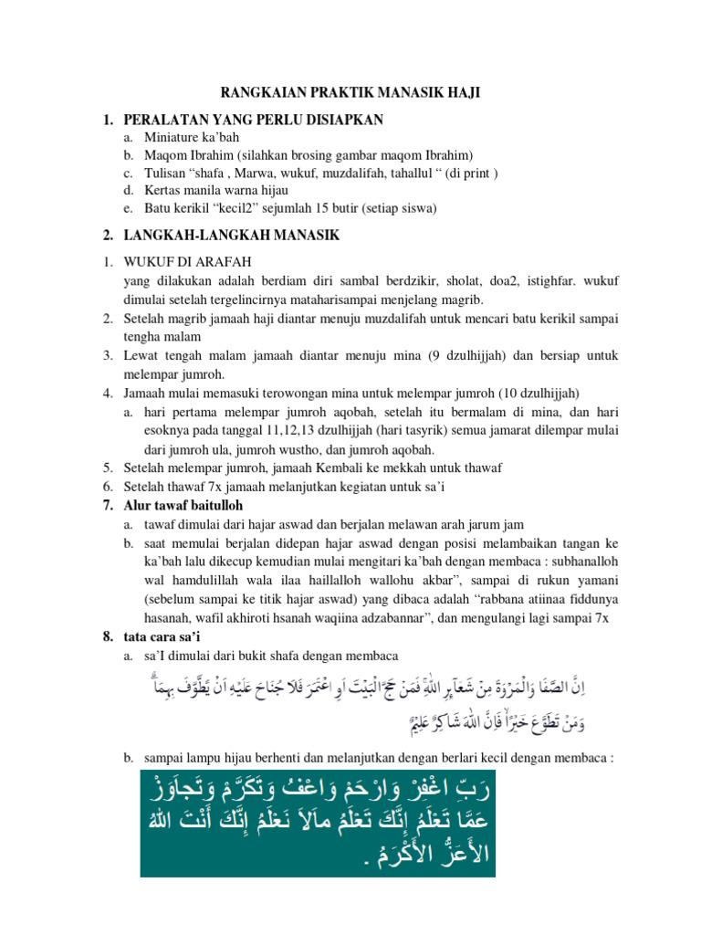Rangkaian Praktik Manasik Haji | PDF