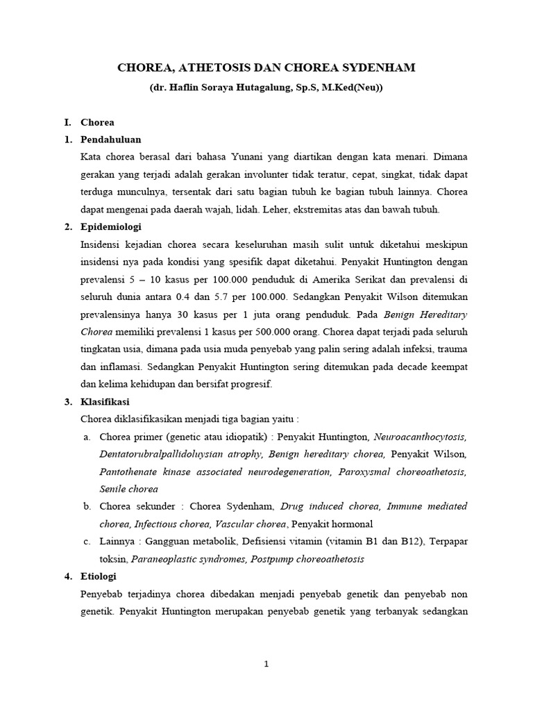 Chorea dan Athetosis: Panduan Lengkap | PDF