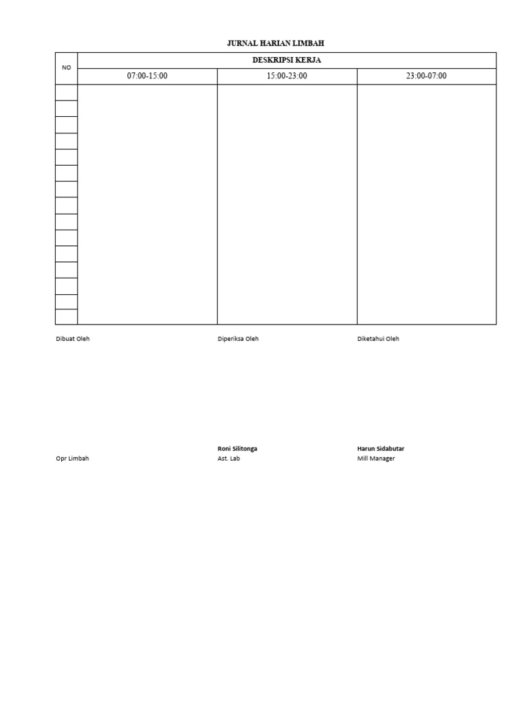 Format Jam Kerja Limbah | PDF